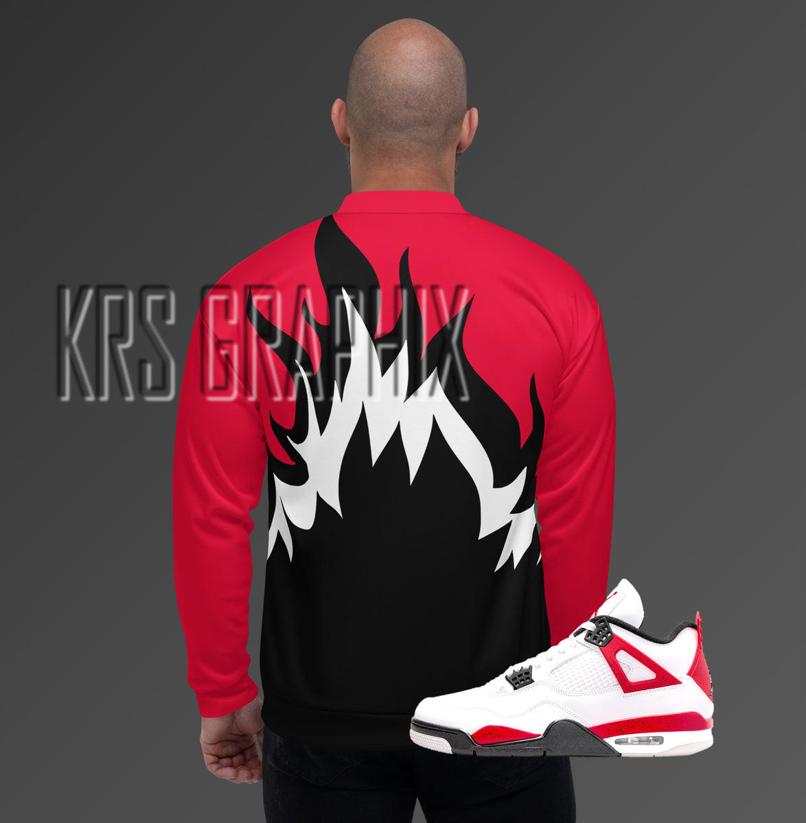 Jacket To Match Jordan 4 Red Cement - Flames – KRS Graphix
