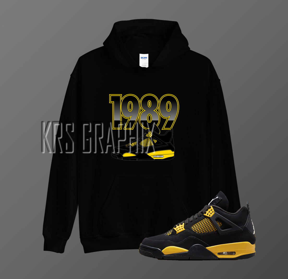 Hoodie To Match Jordan 4 Thunder - '1989 Jordans' – KRS Graphix