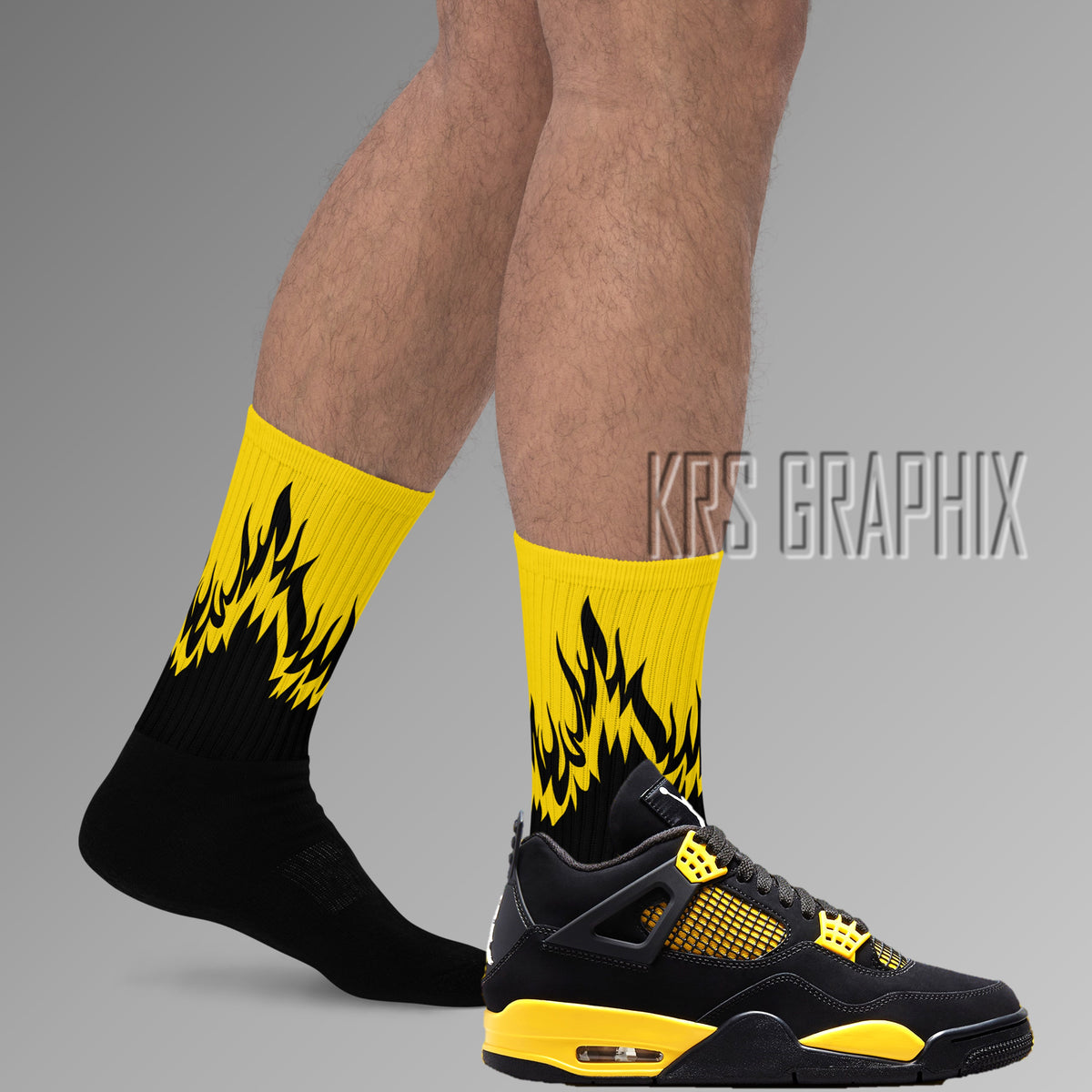 Socks To Match Jordan 4 Thunder - Flames – KRS Graphix