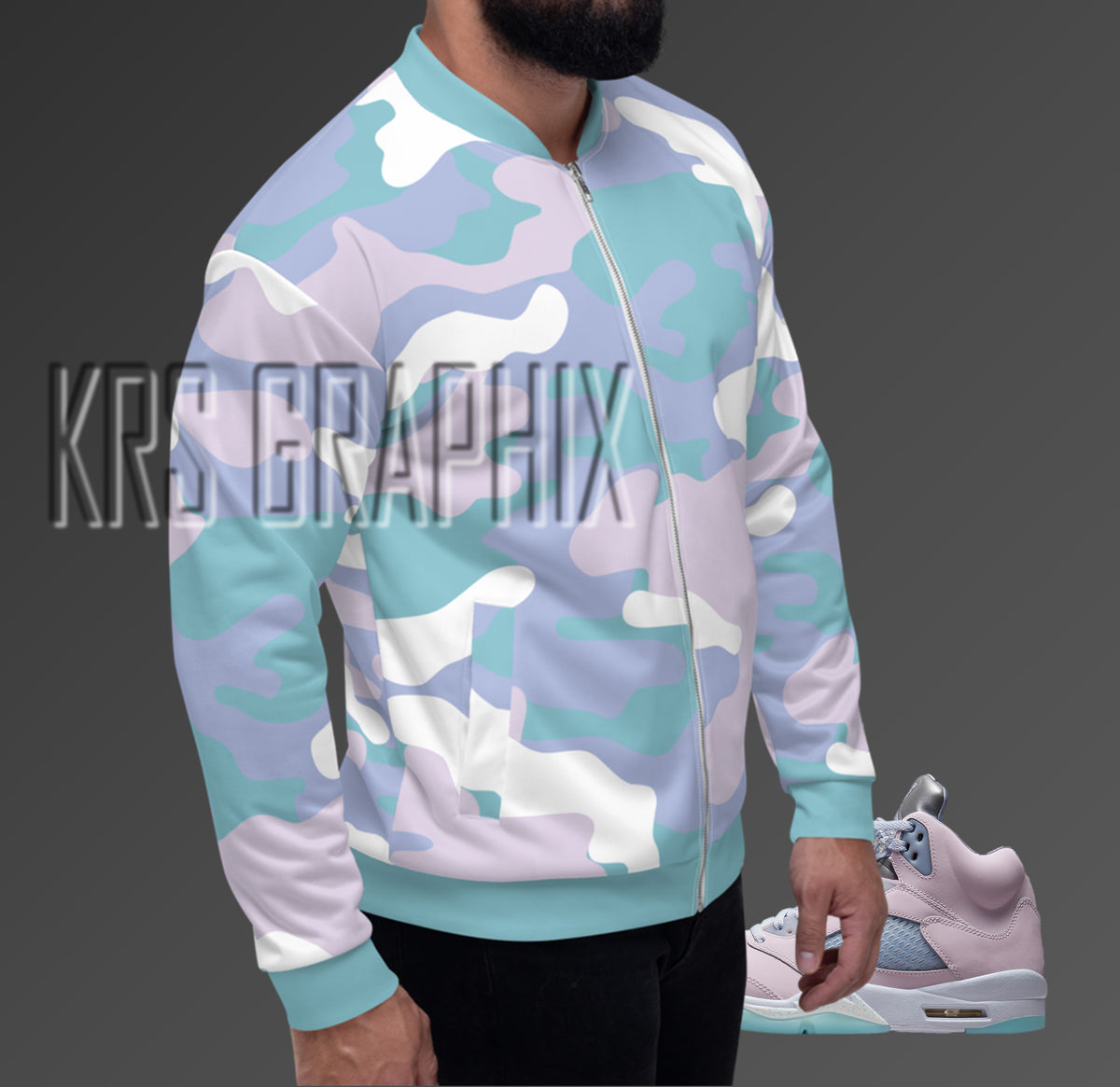 Bomber Jacket to Match Jordan 5 Easter - Easter 5s Bomber Jacket – KRS ...